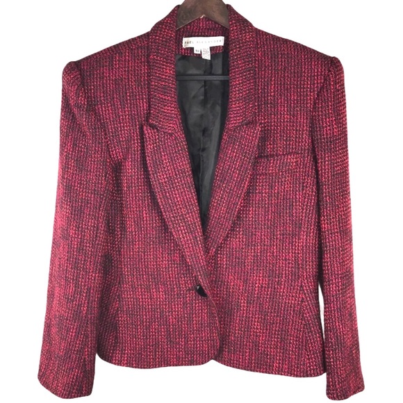 Vintage | Jackets & Coats | Paul Alexander Pink Black Tweed Blazer Size ...
